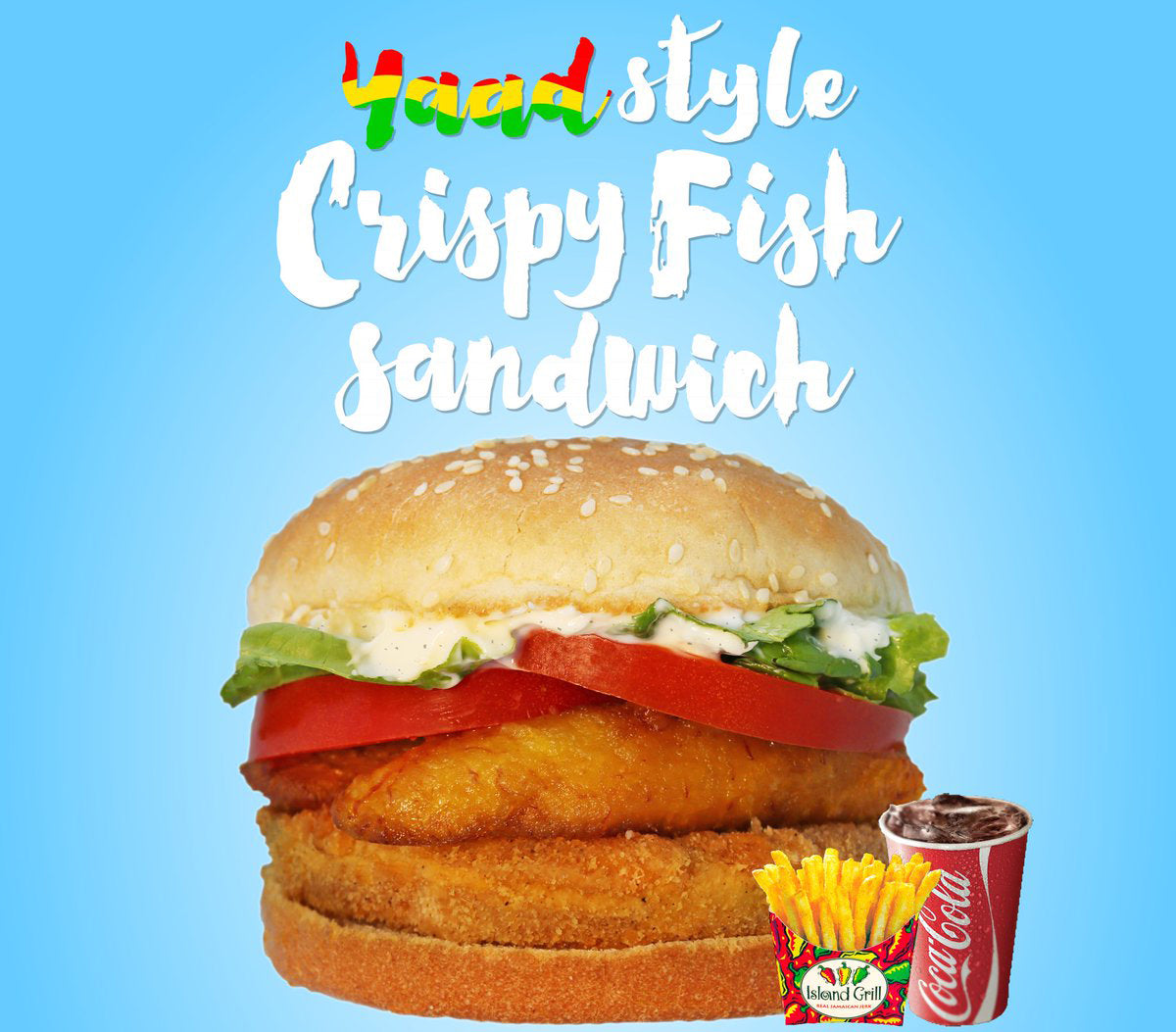 Island Grill YAAD Style Fish Sandwich Combo – Cabbie JA